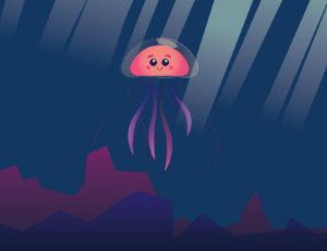 Pink jelly fish in underwater - Digital art - Digital Art & AI, Animals ...
