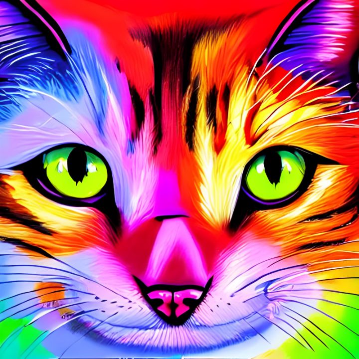 colorful cat - ArtArtAllison - Drawings & Illustration, Animals, Birds ...