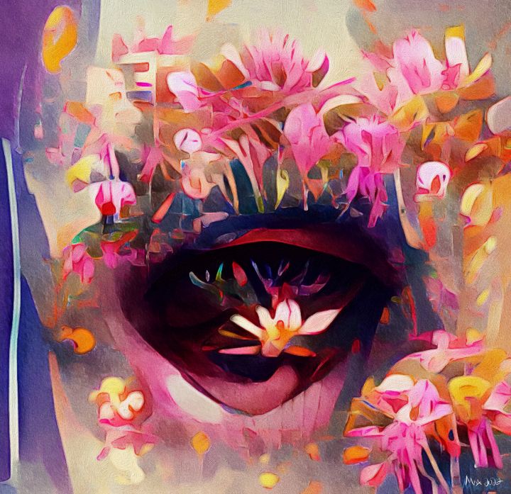Flowers In Her Eye - Distorted View Imagery - Digital Art & AI ...