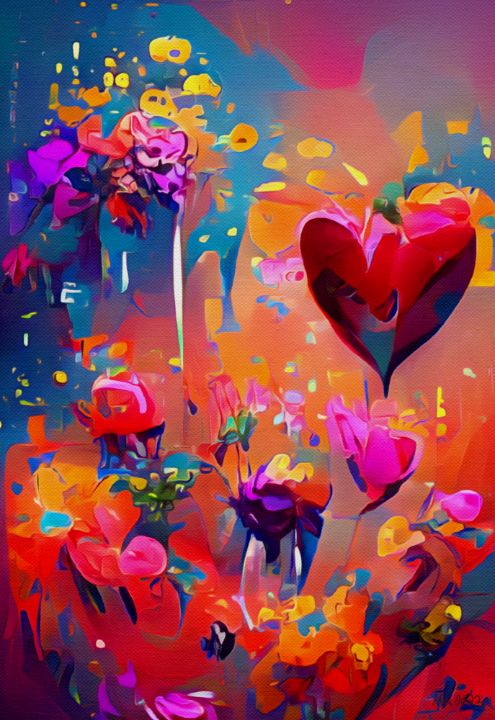 Hearts and Flowers - Distorted View Imagery - Digital Art & AI ...