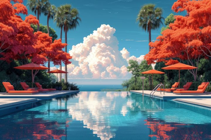 Swiming Pool Art Vibrant Pop Surreal - Enea Kelo - Digital Art & AI ...
