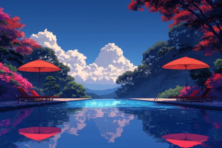 Swiming Pool Art Vibrant Pop Surreal - Enea Kelo - Digital Art & AI ...