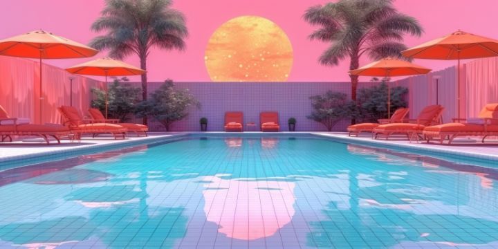Swiming Pool Art Vibrant Pop Surreal - Enea Kelo - Digital Art & AI ...