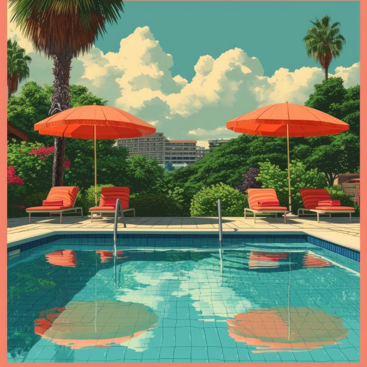 Swiming Pool Art Vibrant Pop Surreal - Enea Kelo - Digital Art & AI ...