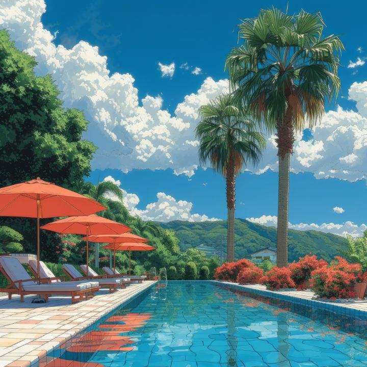 Swiming Pool Art Vibrant Pop Surreal - Enea Kelo - Digital Art & AI ...