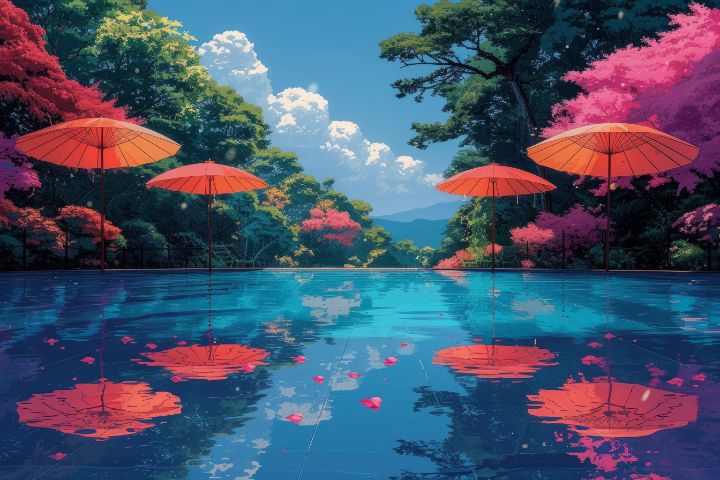 Swiming Pool Art Vibrant Pop Surreal - Enea Kelo - Digital Art & AI ...