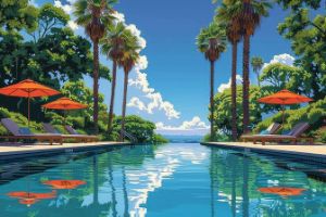 Swiming Pool Art Vibrant Pop Surreal - Enea Kelo - Digital Art & AI ...