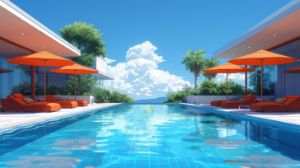 Swiming Pool Art Vibrant Pop Surreal - Enea Kelo - Digital Art & AI ...