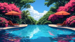 Swiming Pool Art Vibrant Pop Surreal - Enea Kelo - Digital Art & AI ...