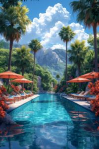 Swiming Pool Art Vibrant Pop Surreal - Enea Kelo - Digital Art & AI ...