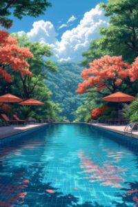 Swiming Pool Art Vibrant Pop Surreal - Enea Kelo - Digital Art & AI ...