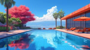 Swiming Pool Art Vibrant Pop Surreal - Enea Kelo - Digital Art & AI ...