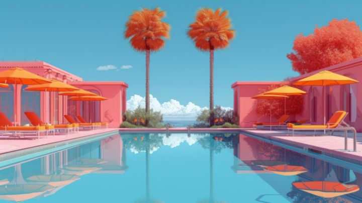 Swiming Pool Art Vibrant Pop Surreal - Enea Kelo - Digital Art & AI ...