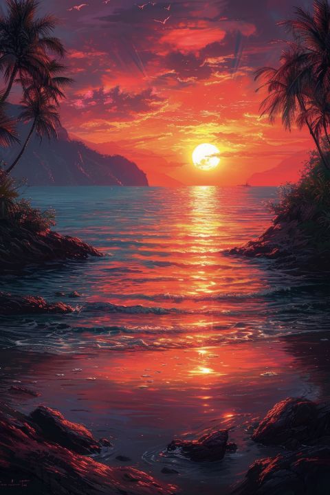 Dreamy Surreal Sunset - Enea Kelo - Digital Art & AI, Fantasy & Mythology, Dreamscapes - ArtPal