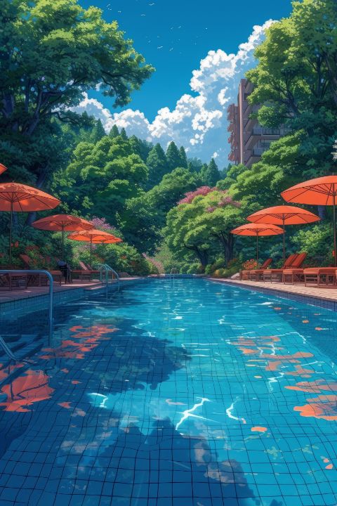 Swiming Pool Art Vibrant Pop Surreal - Enea Kelo - Digital Art & AI ...