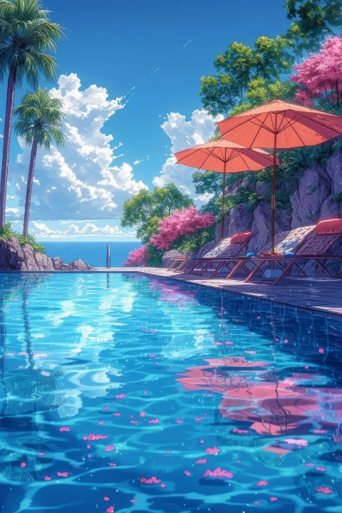 Swiming Pool Art Vibrant Pop Surreal - Enea Kelo - Digital Art & AI ...