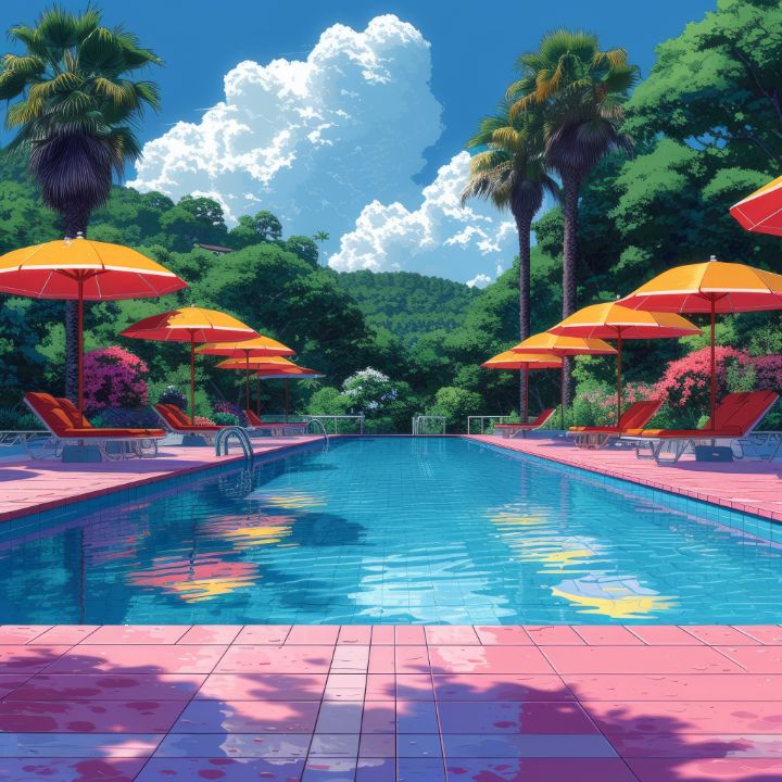 Swiming Pool Art Vibrant Pop Surreal - Enea Kelo - Digital Art & AI ...
