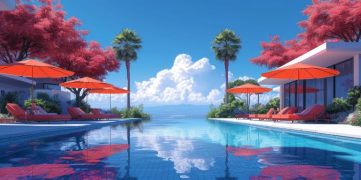 Swiming Pool Art Vibrant Pop Surreal - Enea Kelo - Digital Art & AI ...