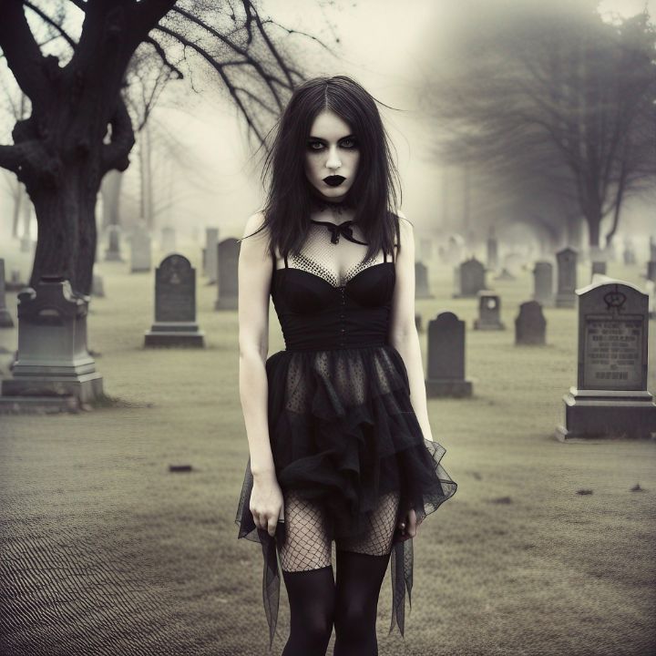 Goth Girl in the Cemetery - CMY Designs - Digital Art & AI, People & Figures, Female Form ...