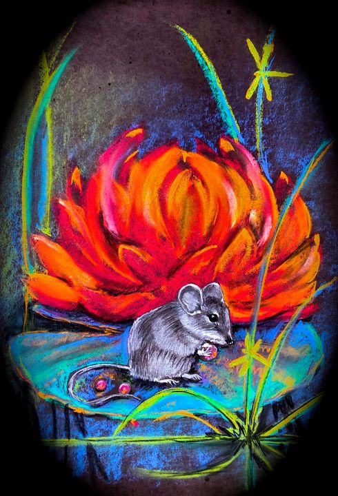 The Lotus and the Mouse - Raven Sunbird - Paintings & Prints, Fantasy ...