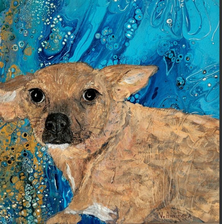 Riley - Art Amendola abstract pets - Paintings & Prints, Animals, Birds ...