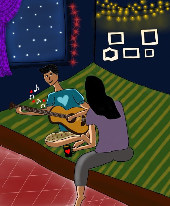 Lovers on a music date - Happy Little Things - Digital Art, People ...