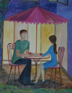 Cafe Date - Tatiana's paintings - Paintings & Prints, People & Figures ...