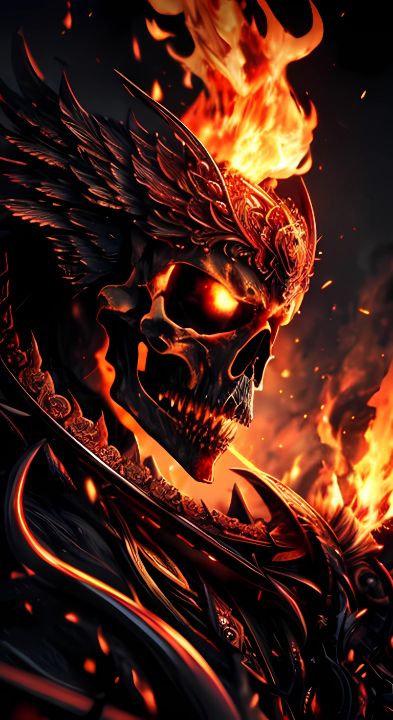 Skeleton and fire - Fine Art VIP club - Digital Art & AI, Fantasy ...