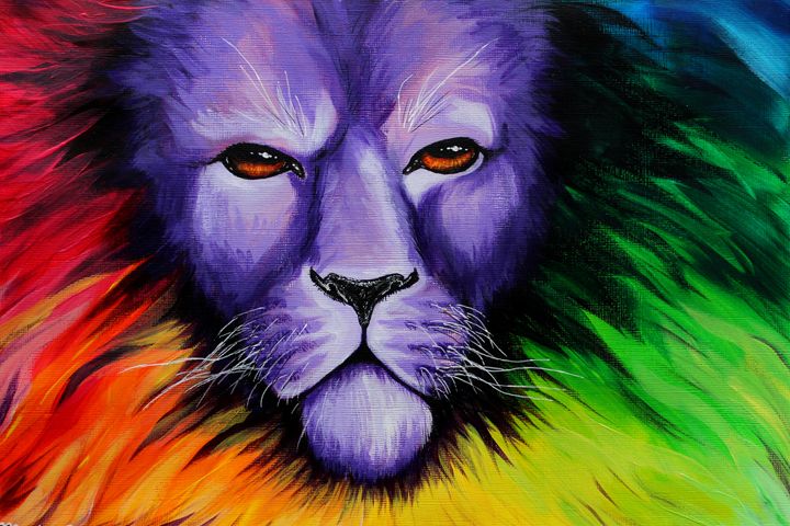 Rainbow Lion - Mentyra - Paintings & Prints, Animals, Birds, & Fish ...