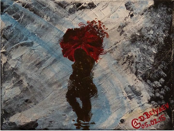 Im Regen - Denis Belyaev's Appliqué - Paintings & Prints, People & Figures, Female Form, Other ...