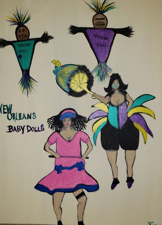 Mardi Gras second line - Creole Lady Art - Paintings & Prints, Ethnic ...