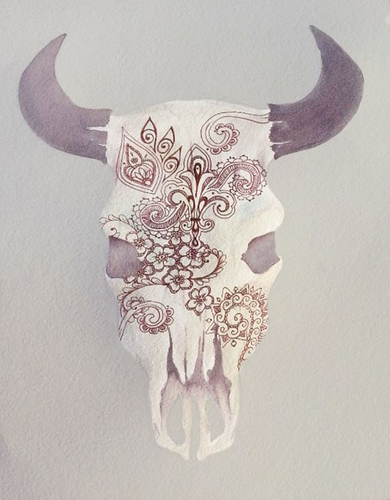 Maroon Skull with Maroon Details - InspiredCreativeArt - Drawings ...