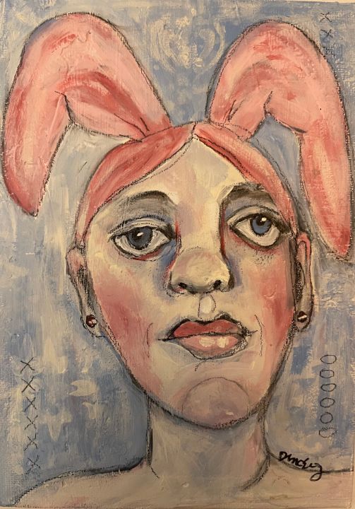 She Was a Social Bunny - Deborah McEvoy - Paintings & Prints, People ...