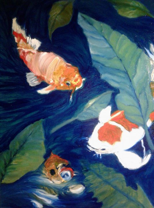 Coy feeding - Kim K Wilcox Fine Art and Illustration - Paintings ...