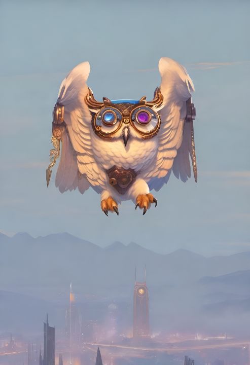 Steampunk owl in flight - Digital Images by Christopher Pettis ...