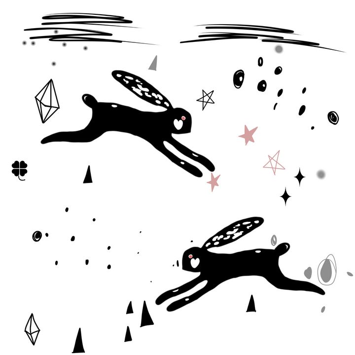 Black Rabbits Abstract - tiazArtDesigns - Drawings & Illustration ...