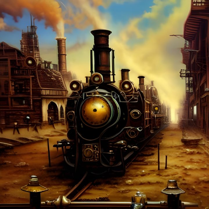 Steampunk Engine - ShortnSweetish - Digital Art & AI, Buildings ...
