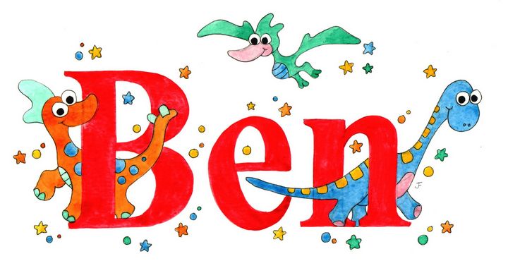 Ben with Dinosaurs - illustrated names by Jayne Farrer - Paintings ...