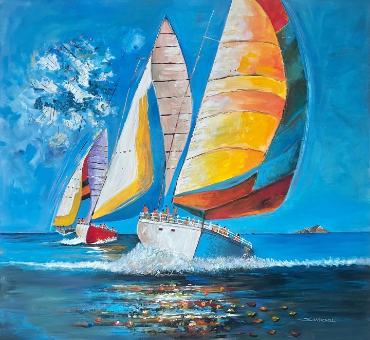 Sailing Boats Race - Sandoval - Paintings & Prints, Sports & Hobbies, Boating - ArtPal