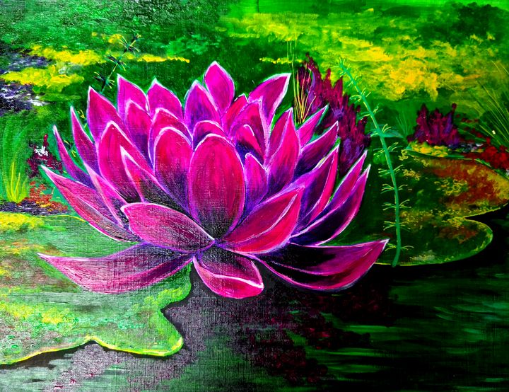 Hot pink Waterlily - Susan Worker Fine Art - Paintings & Prints ...
