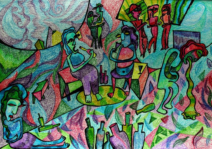 Girl's night out - Sharmistha - Drawings & Illustration, Abstract ...