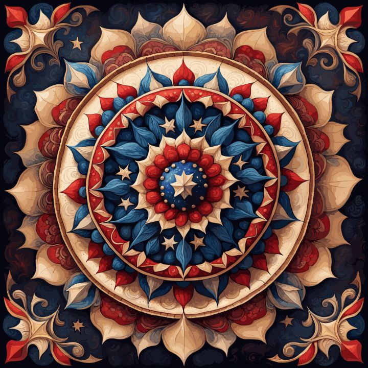 Fourth of July Mandala - Wolf Art - Digital Art & AI, Holidays ...