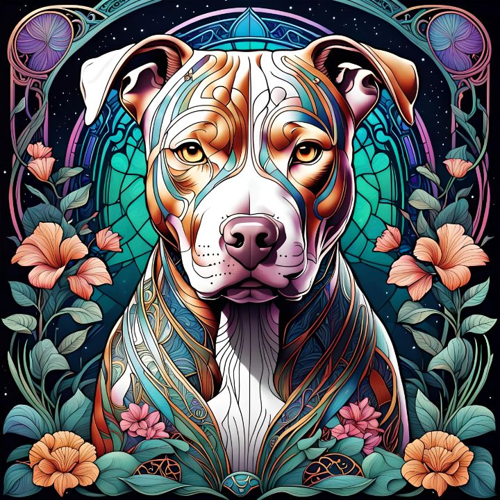 Synthwave Pitbull - Wolf Art - Digital Art & AI, Animals, Birds, & Fish ...