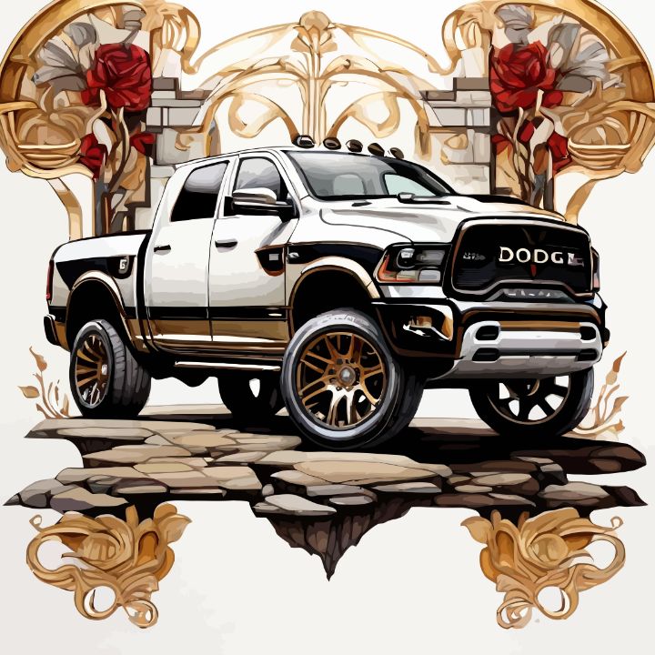 White Ram Truck - Wolf Art - Digital Art & AI, Vehicles ...