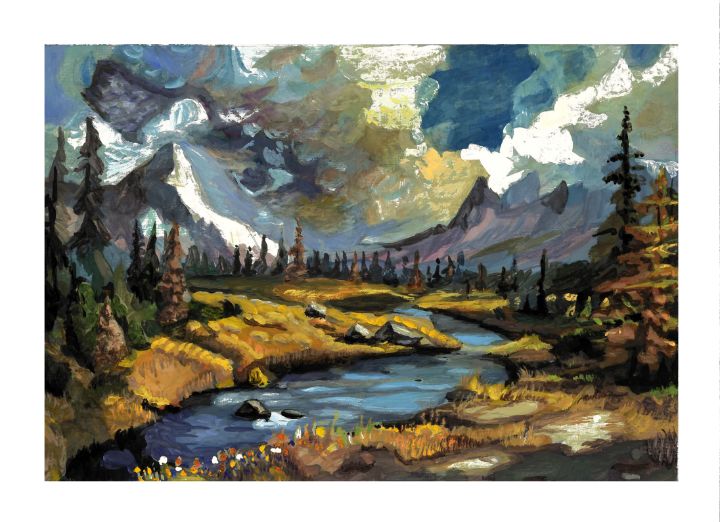 Golden Meadow Stream - Psychedelic Sully - Paintings & Prints ...