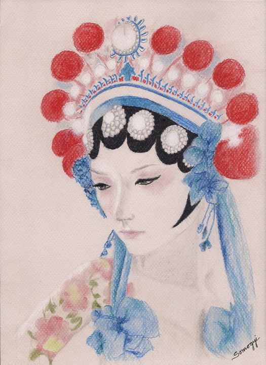 Woman from Chinese Opera with Tattoo - Somogyi - Drawings ...
