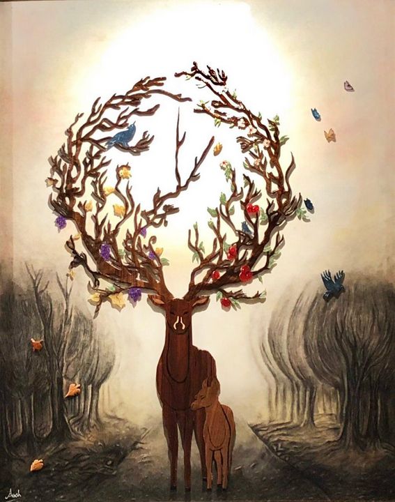 Soul of life - Drawing and Marquetry by Arash - Sculptures & Carvings ...