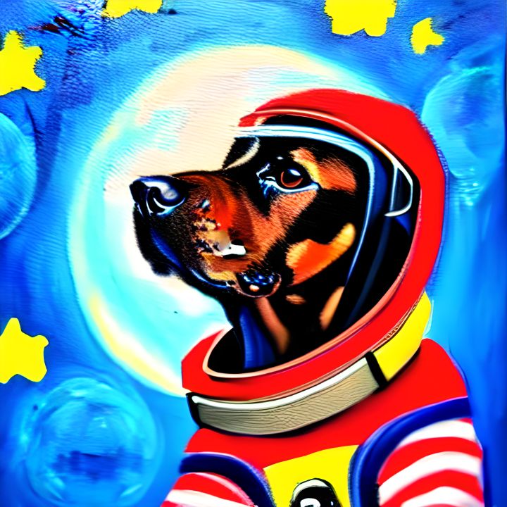 Red spacesuit cosmo dog - Mattia Galli Art - Digital Art & AI, People ...