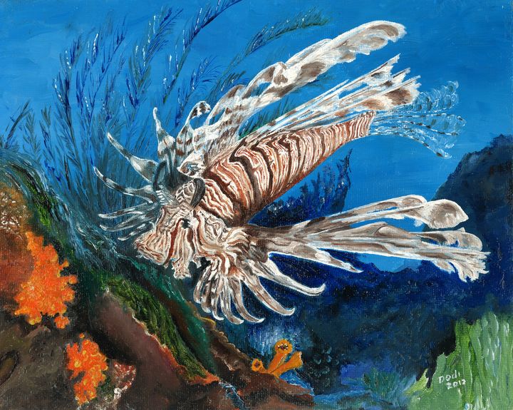 Lionfish - Drawings By Dodi - Paintings & Prints, Animals, Birds ...