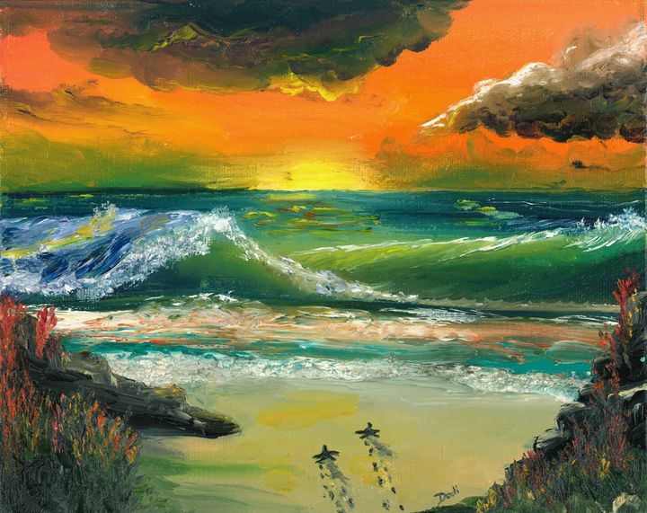 Sunset at Turtle Beach - Drawings By Dodi - Paintings & Prints ...